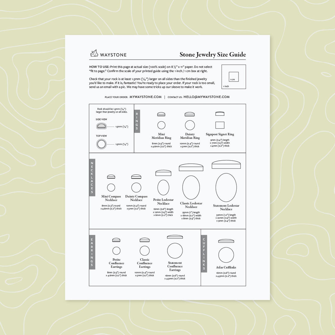 Bring Your Own Stone Jewelry Size Guide - PDF Printable – Waystone